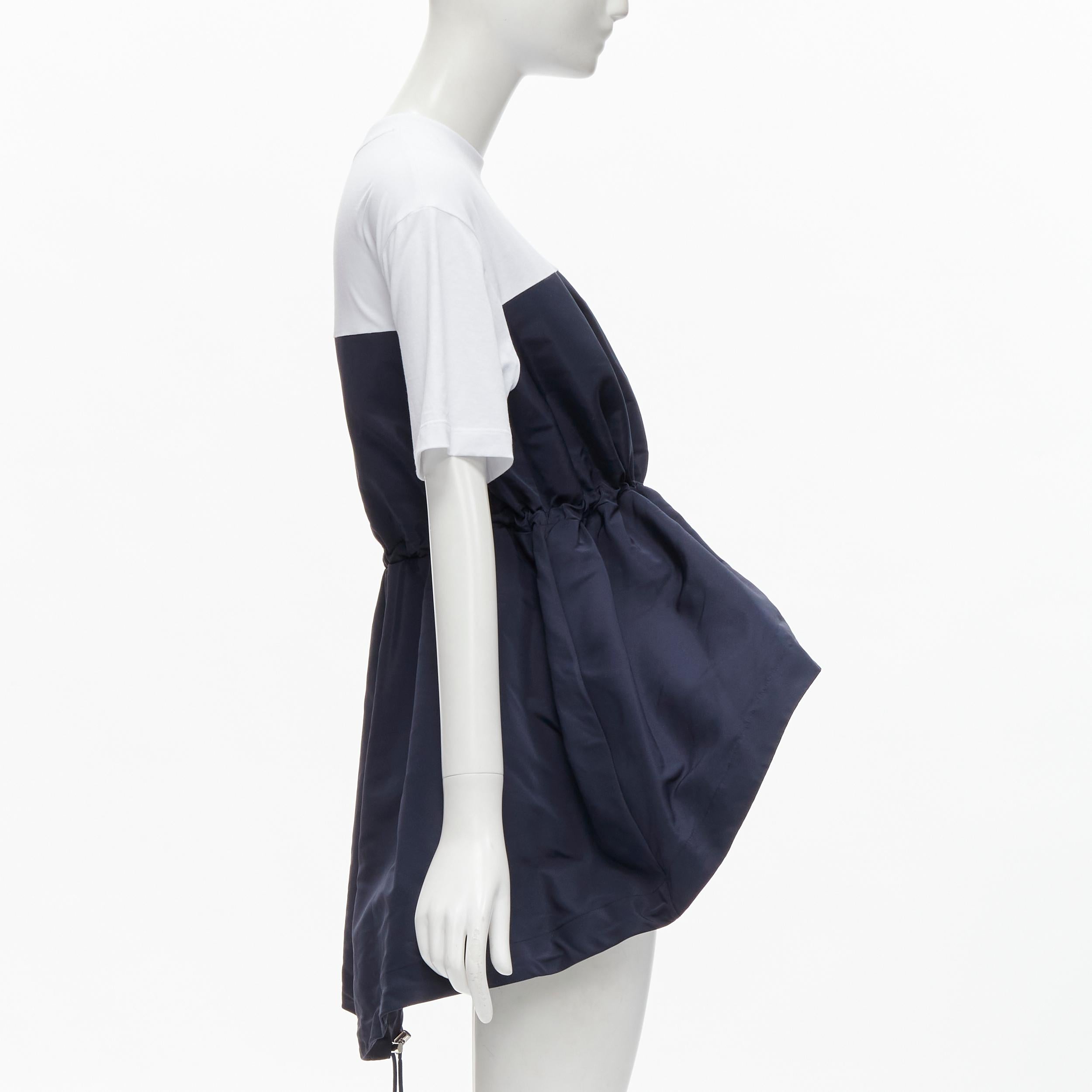 ALEXANDER MCQUEEN Hybrid navy drawstring high low white tshirt IT38 XS ...