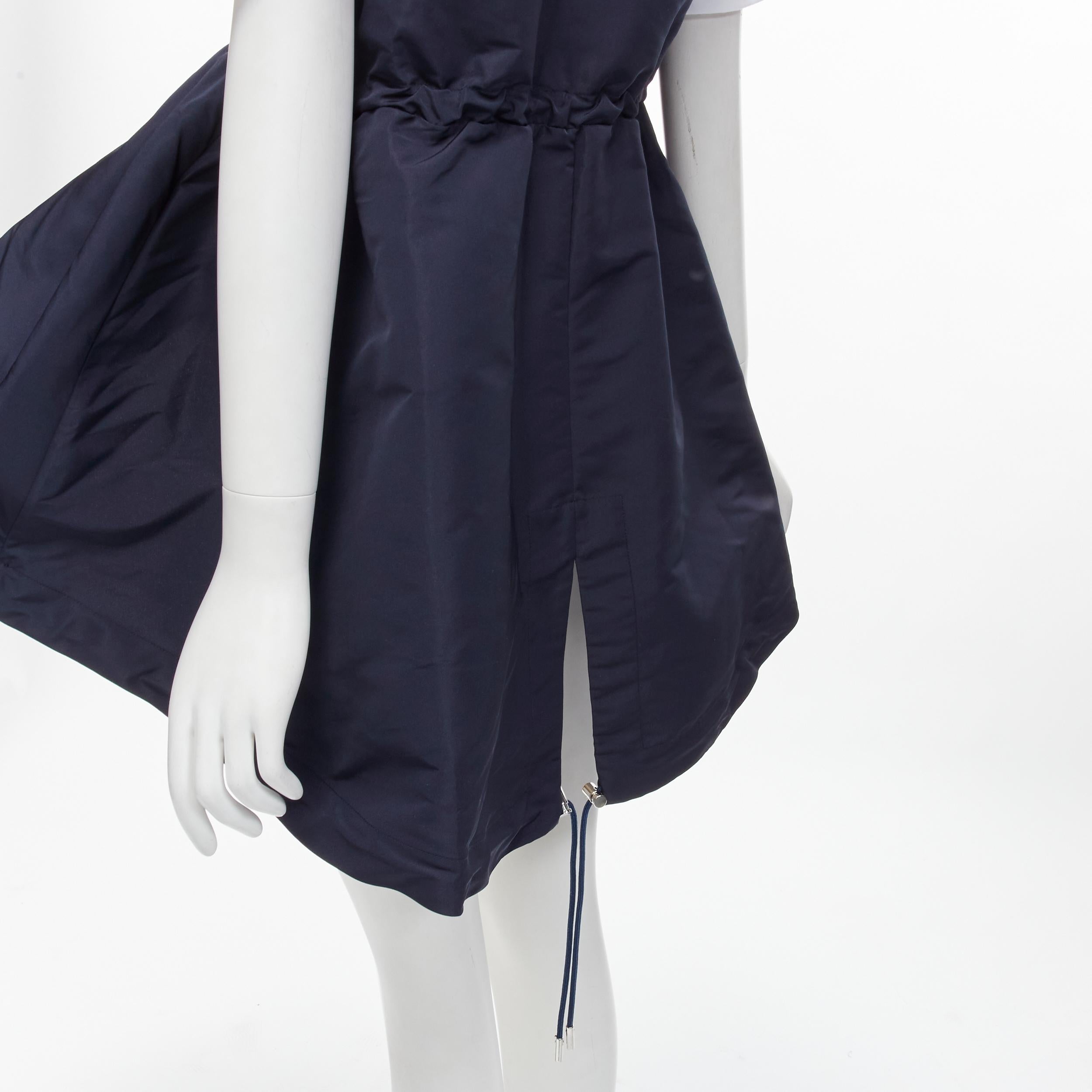 ALEXANDER MCQUEEN Hybrid navy drawstring high low white tshirt IT38 XS ...