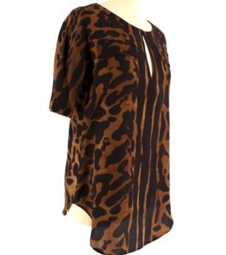 Alexander McQueen Leopard-print Silk Top For Sale at 1stDibs