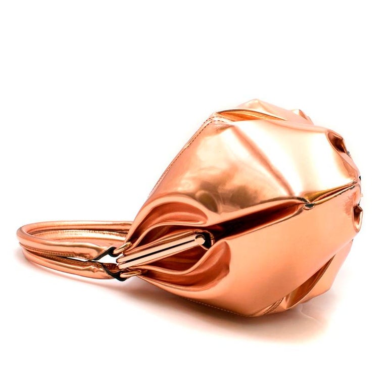 Alexander McQueen Metallic Copper Pleated Leather Handbag For Sale at ...