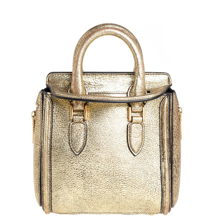 Alexander McQueen Metallic Gold Leather Mini Heroine Bag at 1stDibs
