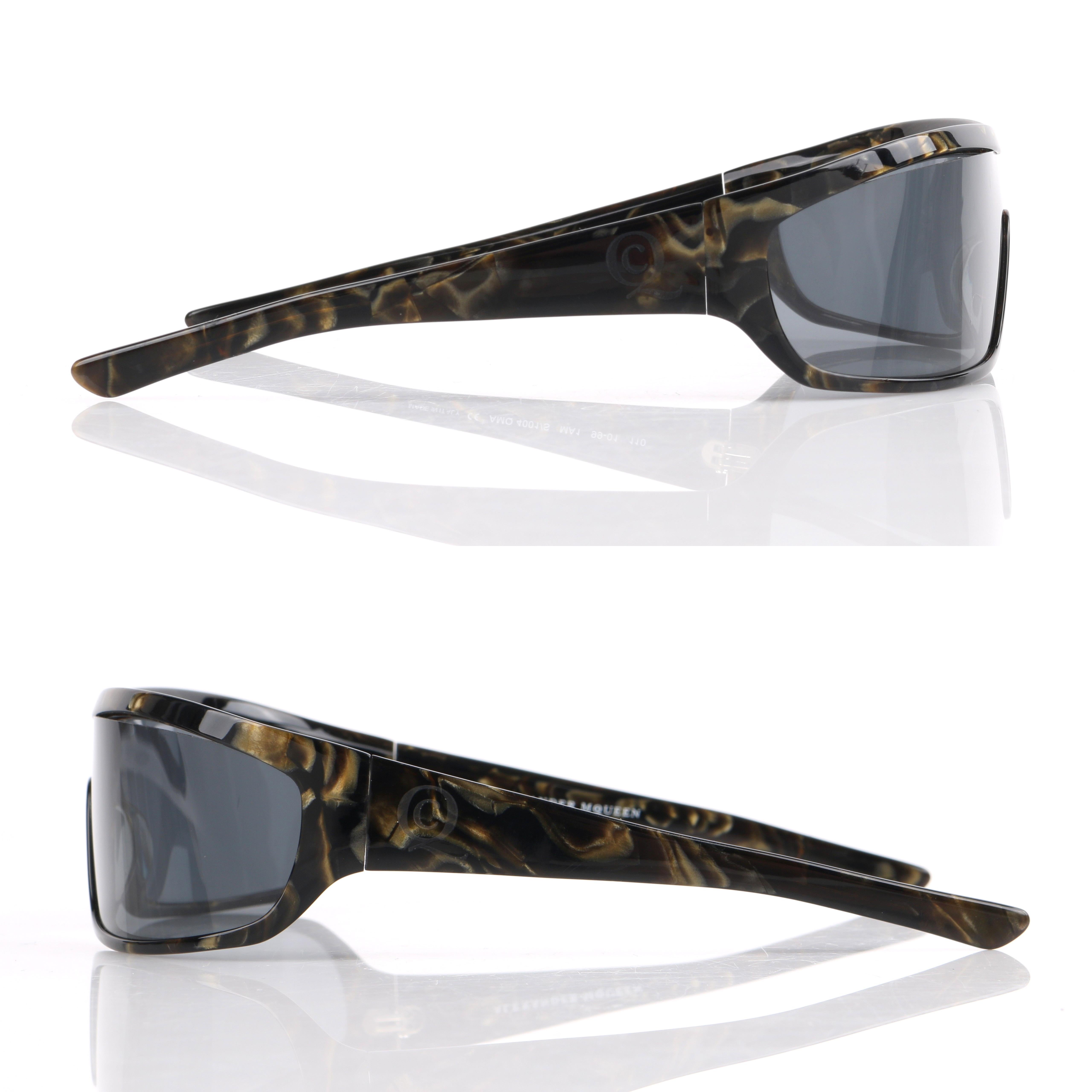 ALEXANDER McQUEEN Metallic Gold Tortoise Shell Shield Sunglasses 4001/S ...