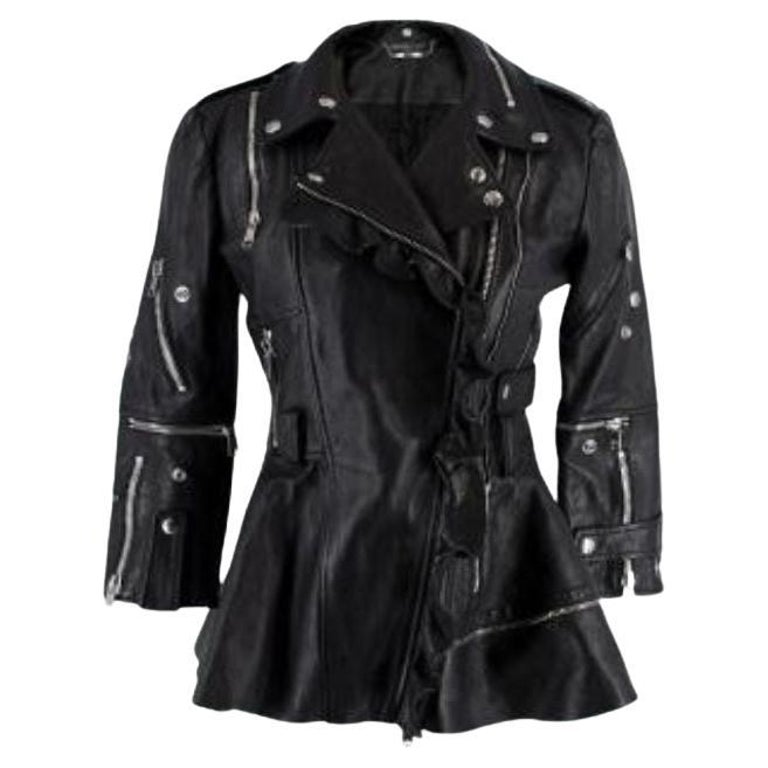 Alexander McQueen Multi Zip Cropped Sleeve Leather Jacket For Sale at ...