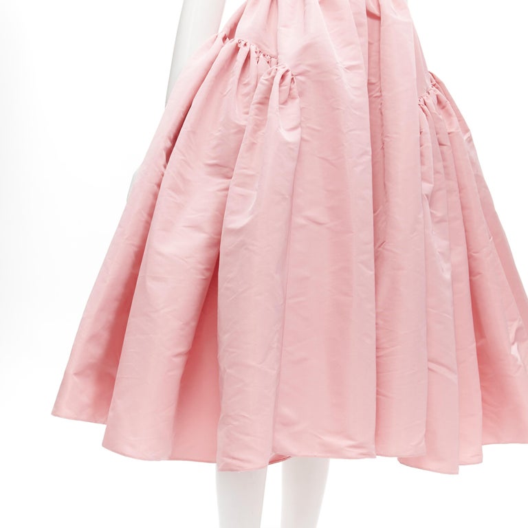 ALEXANDER MCQUEEN pastel pink taffeta puff skirt midi gown dress IT36 ...