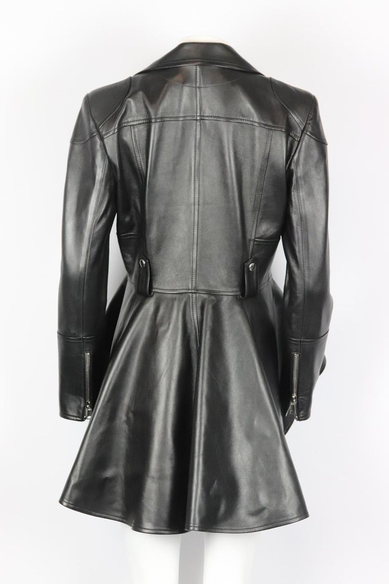 Alexander Mcqueen Peplum Leather Jacket It 48 Uk 16 For Sale at 1stDibs