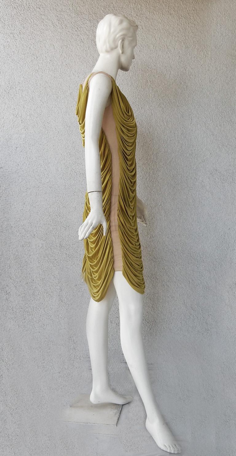 Alexander McQueen Pre Death Ruched Green Silk Evening Dress For Sale at ...