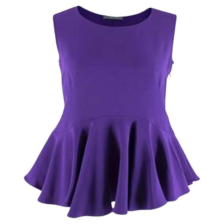 Alexander McQueen Purple Peplum Silk Top For Sale at 1stDibs