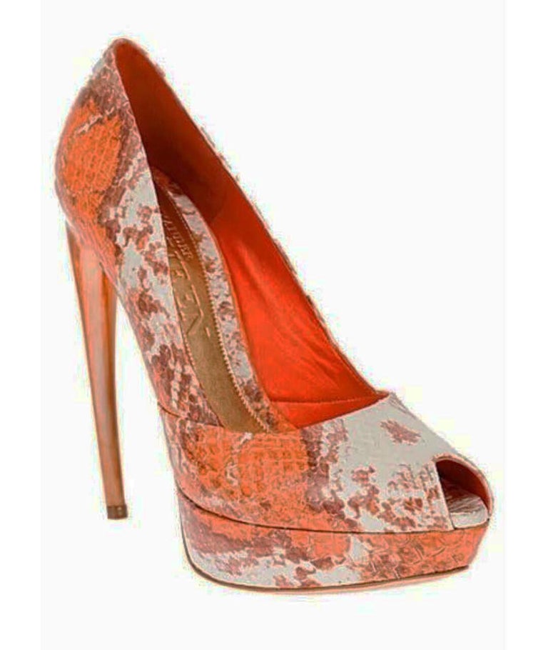 Alexander McQueen Python Leather Platform Shoes 40 - 10 For Sale at 1stDibs