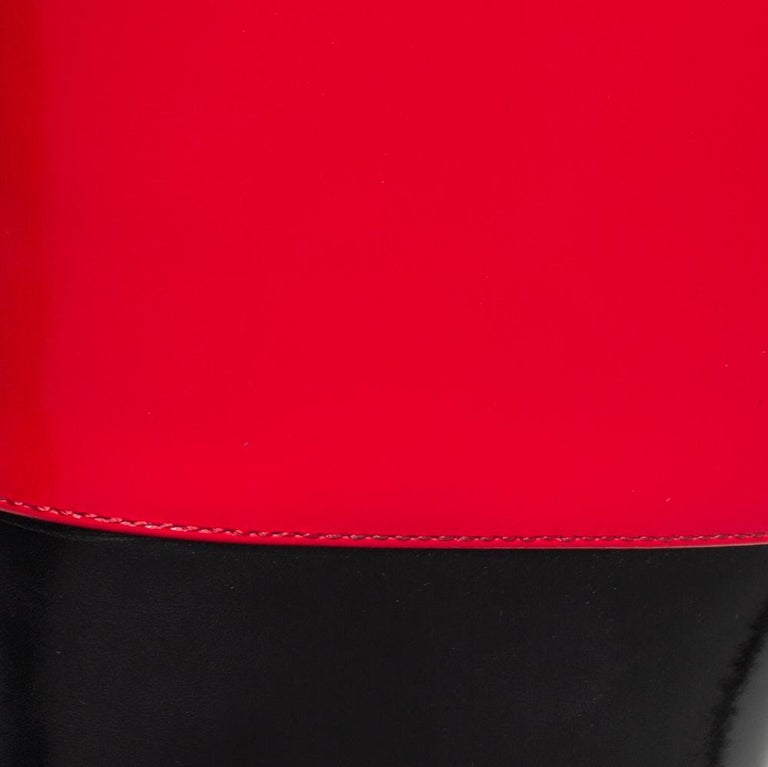 Alexander McQueen Red/Black Patent Leather Calf Length Boots Size 38.5 ...