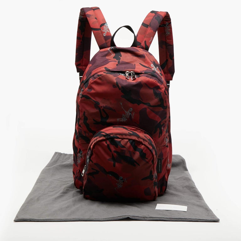Alexander McQueen Red Camo Nylon Dancing Skeleton Backpack For Sale at ...