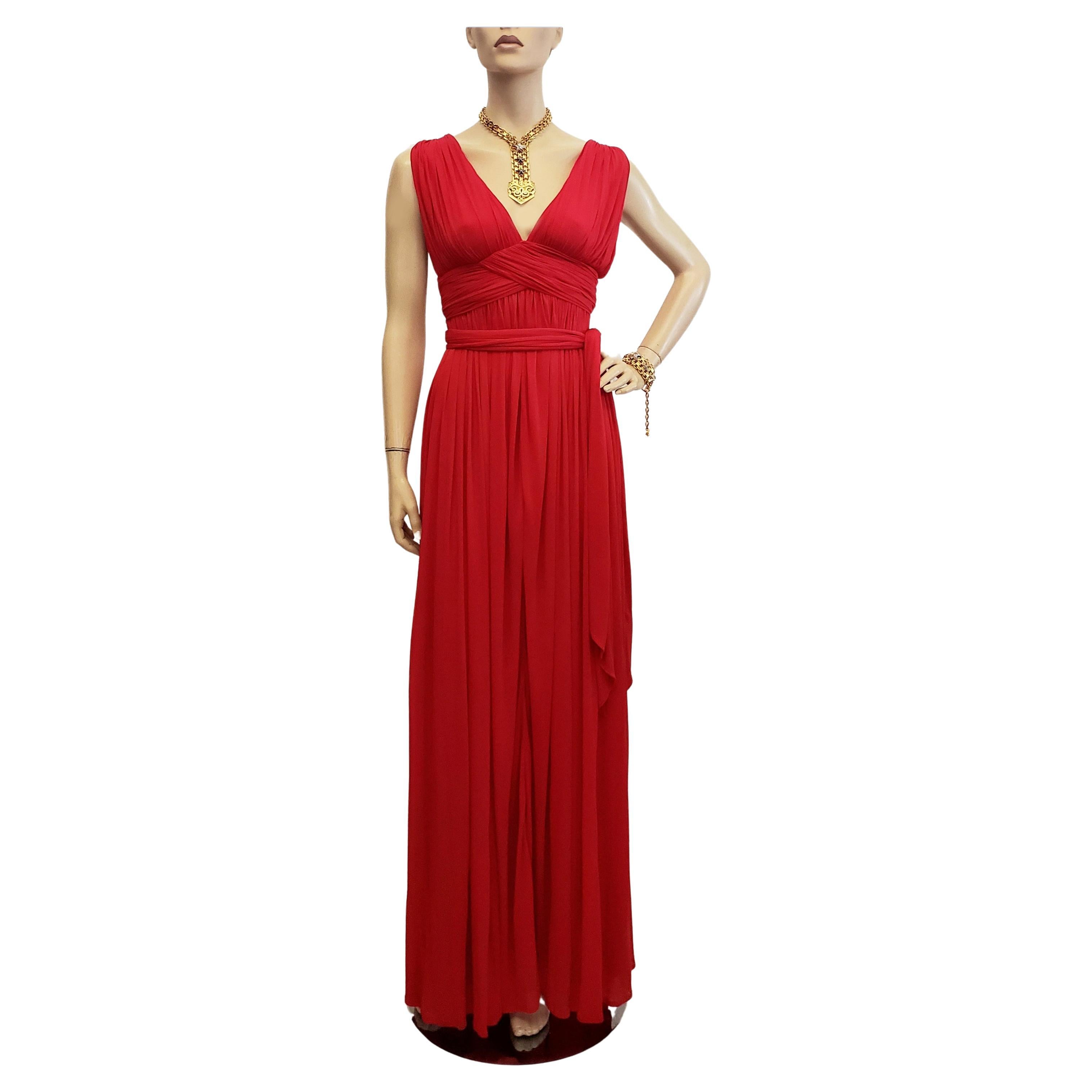 McQueen Red Satin Bird Motif Dress at 1stDibs
