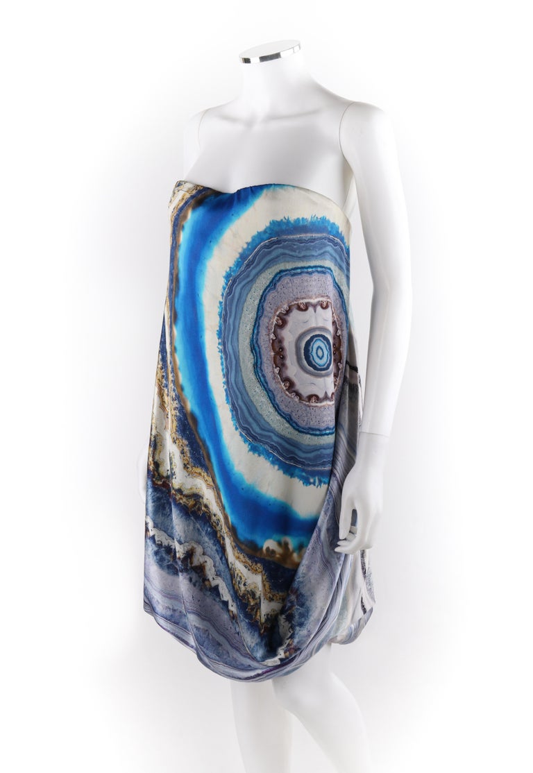 ALEXANDER McQUEEN Resort 2010 Agate Geode Print Strapless Draped Bubble ...