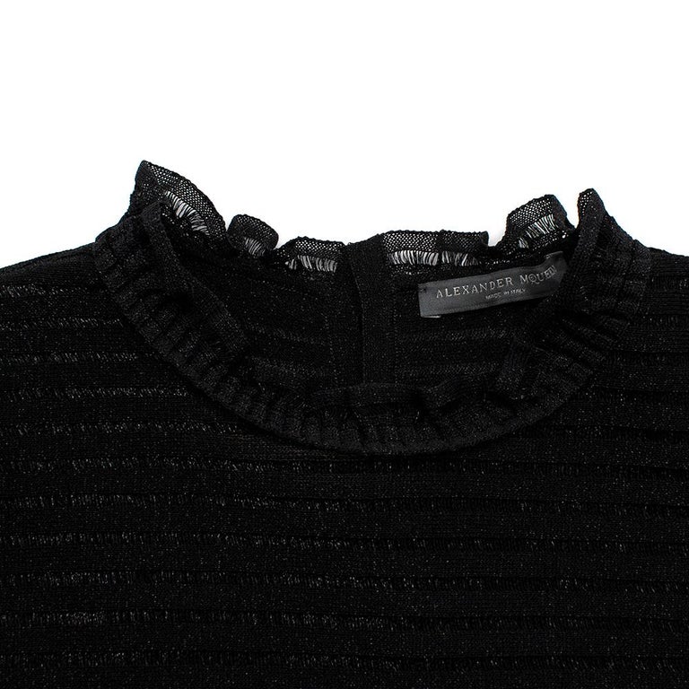 Alexander Mcqueen Ruffle Neck and Sleeve Sheer Knit Dress - Size Small ...