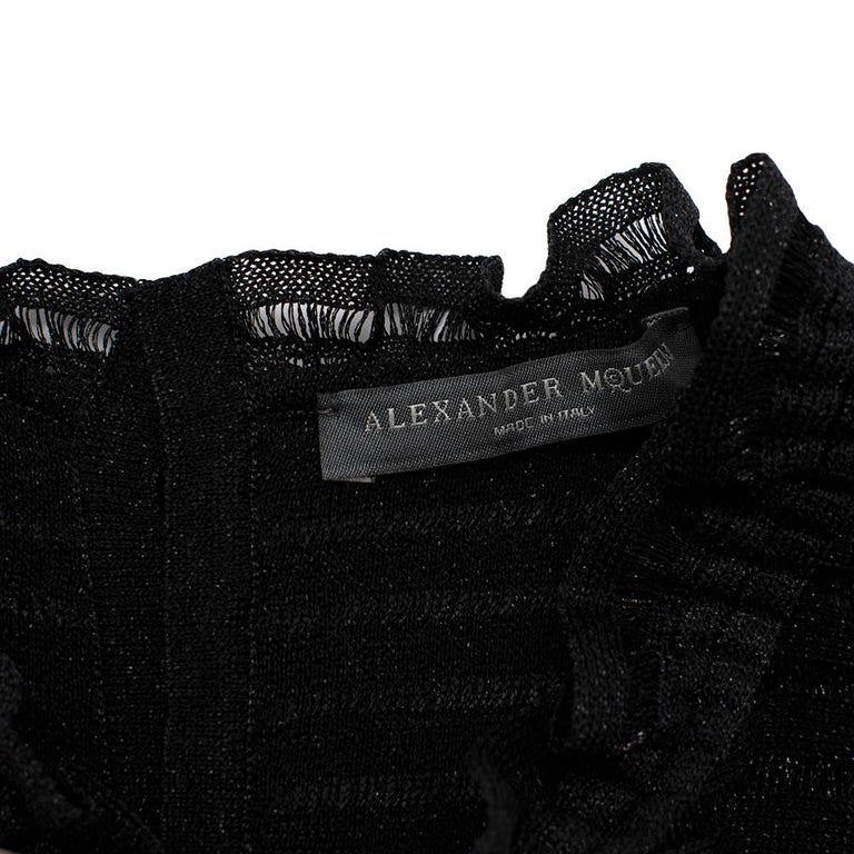 Alexander Mcqueen Ruffle Neck and Sleeve Sheer Knit Dress - Size Small ...