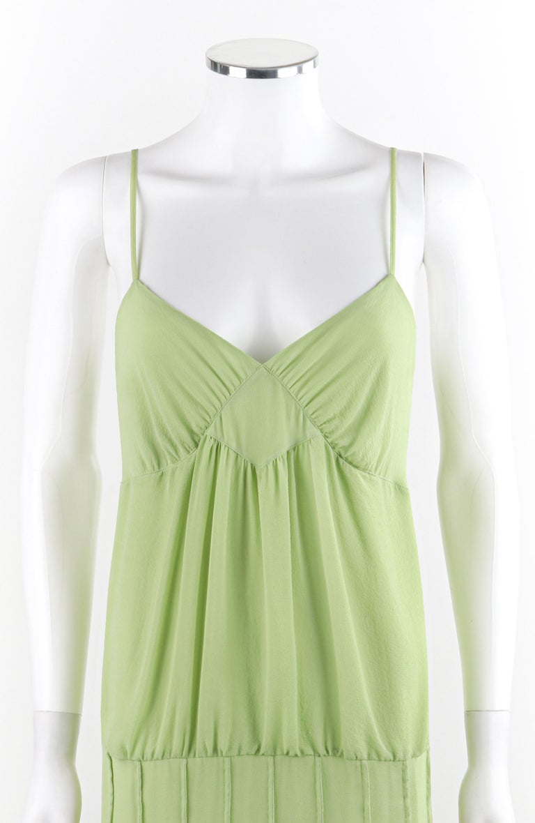 ALEXANDER MCQUEEN S/S 1996 Chartreuse Ruffled Tiered V-neck Pleated ...