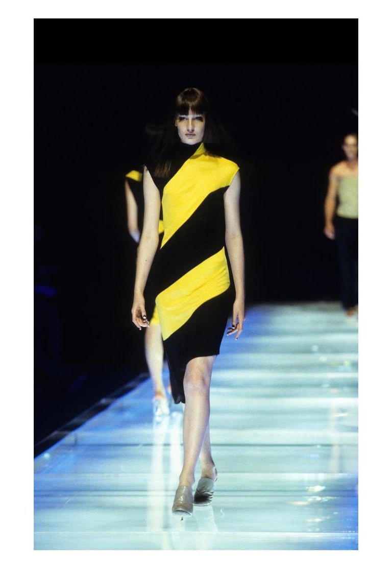 ALEXANDER McQUEEN S/S 1998 "Golden Shower" Striped Asymmetric Sheath ...