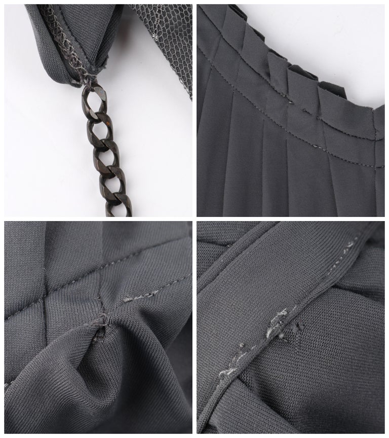 ALEXANDER McQUEEN S/S 1999 "No. 13" Gray Pleated Open Back Chain Strap ...
