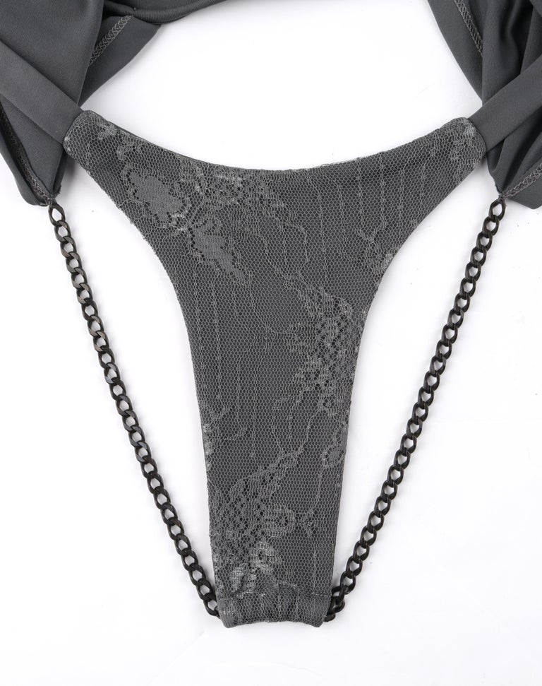 ALEXANDER McQUEEN S/S 1999 "No. 13" Gray Pleated Open Back Chain Strap ...