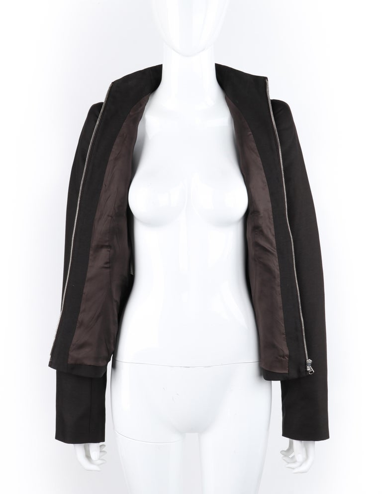 ALEXANDER McQUEEN S/S 2000 "Eye" Brown Zip-Up Mock Neck Wool Silk ...