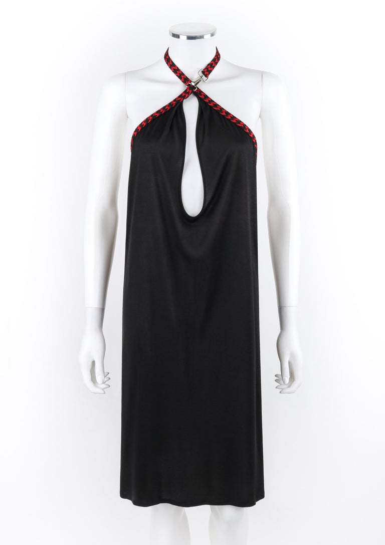 ALEXANDER McQUEEN S/S 2000 "Eye" Red Black Silk Halter Strap Plunge ...