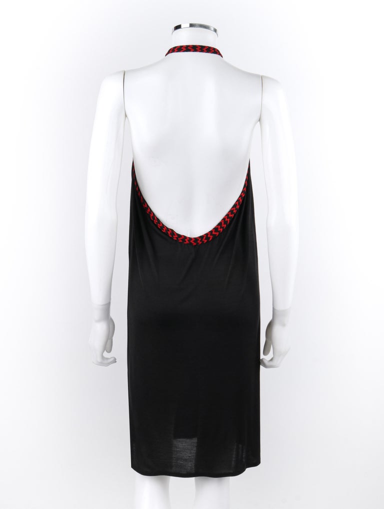 ALEXANDER McQUEEN S/S 2000 "Eye" Red Black Silk Halter Strap Plunge ...