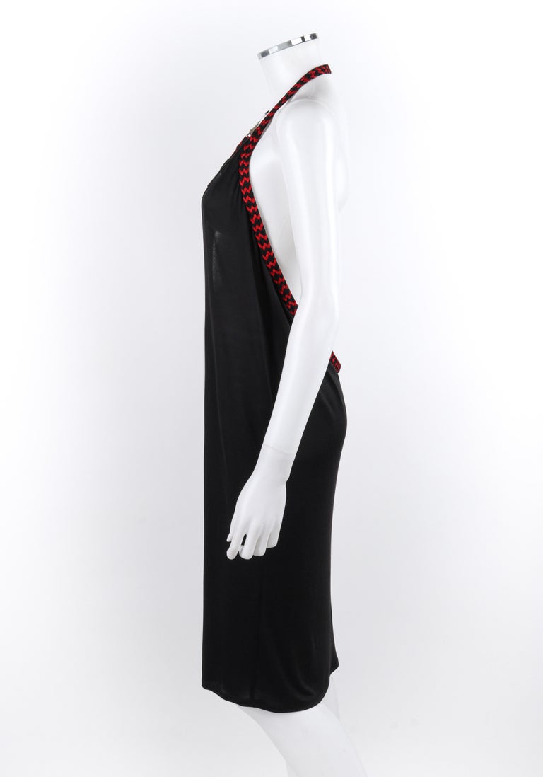 ALEXANDER McQUEEN S/S 2000 "Eye" Red Black Silk Halter Strap Plunge ...
