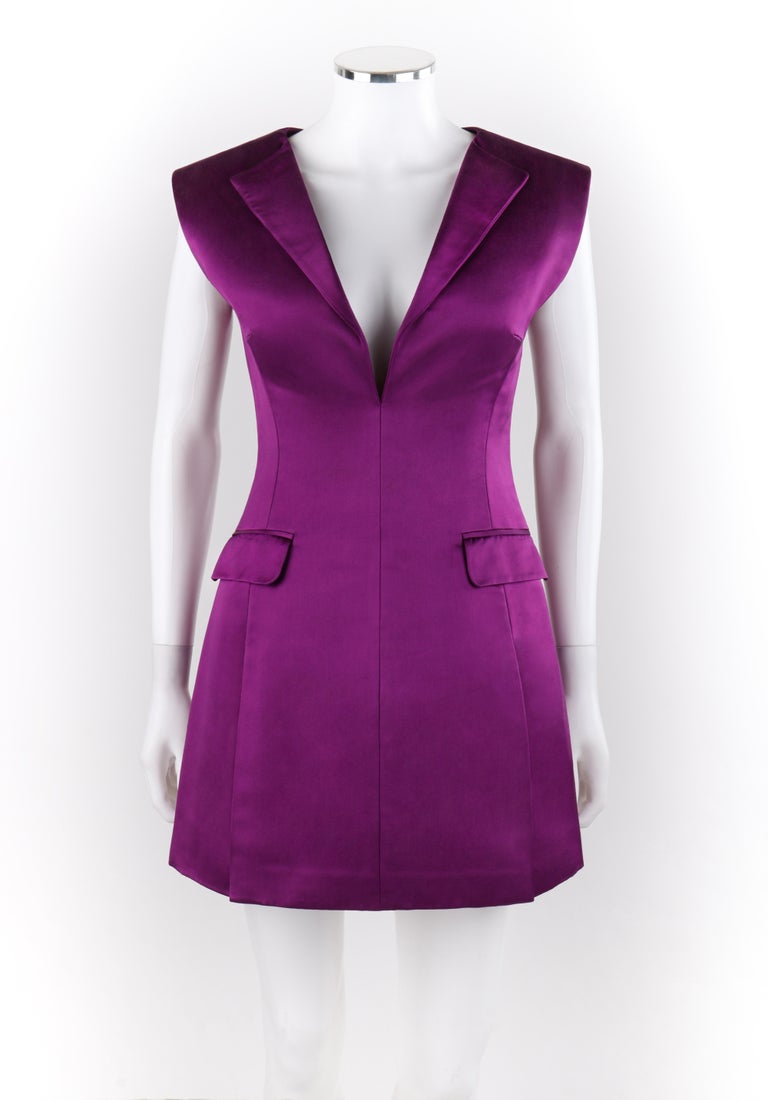 ALEXANDER McQUEEN S/S 2008 “La Dame Bleue” Purple Silk Fitted V Neck ...