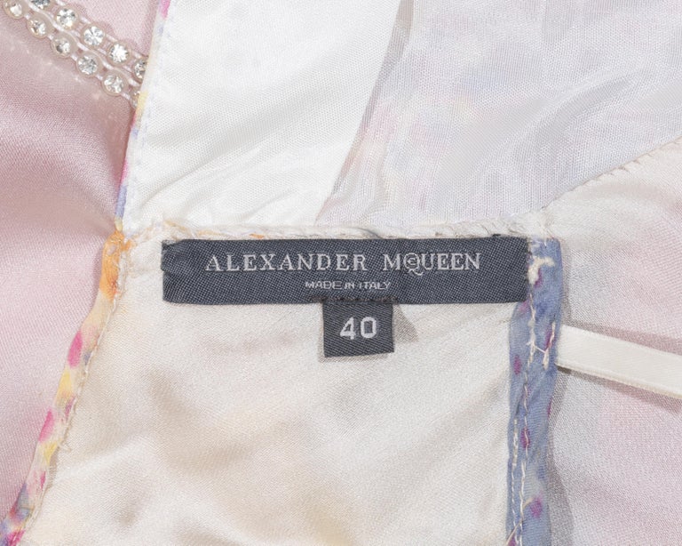 Alexander McQueen silk chiffon collage print bias-cut evening dress, ss ...