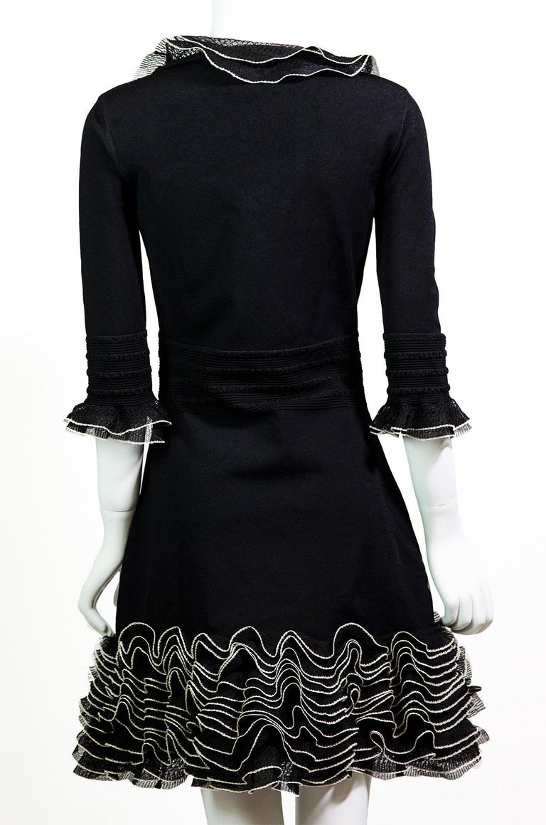 Alexander McQueen Silk / Viscose Ruffle Monochrome Dress - New With ...
