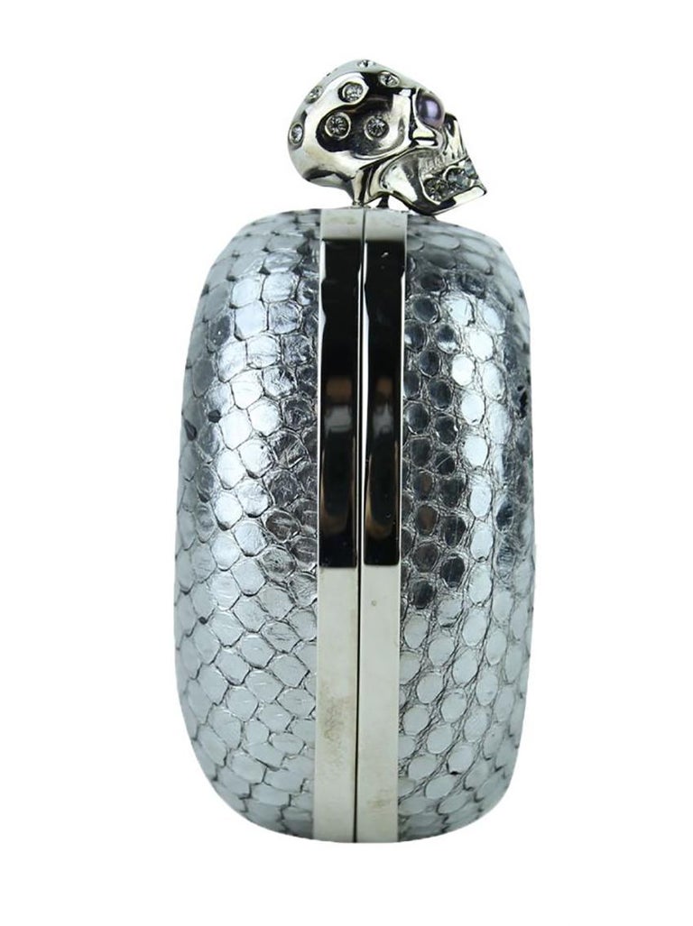 ALEXANDER MCQUEEN SILVER BLUE PYTHON CLUTCH Bag For Sale at 1stDibs ...