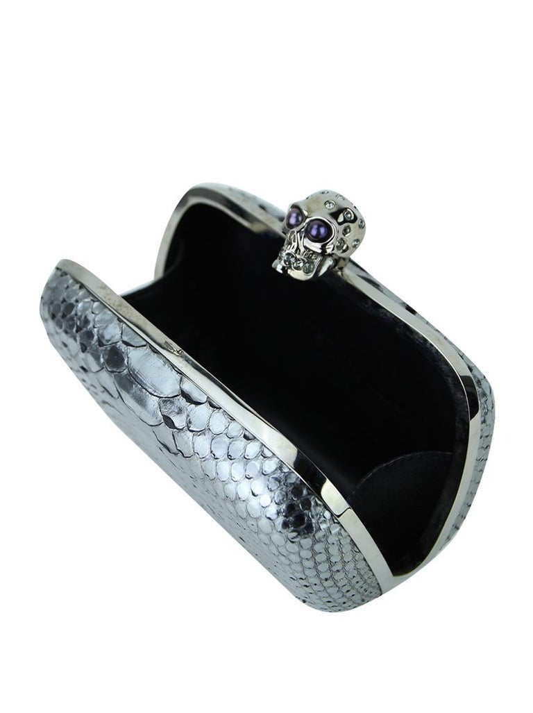 ALEXANDER MCQUEEN SILVER BLUE PYTHON CLUTCH Bag For Sale at 1stDibs ...