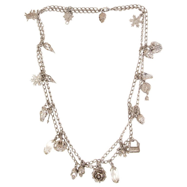 ALEXANDER MCQUEEN silver-plated CHARM Chain Necklace at 1stDibs