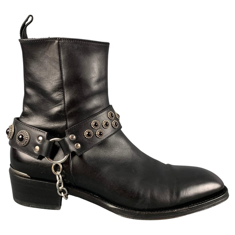 ALEXANDER MCQUEEN Size 9.5 Black Studded Leather Ankle Boots For Sale ...