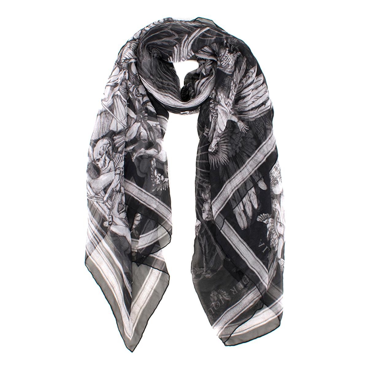 Alexander McQueen Skull and Angel Silk-Chiffon Scarf For Sale at 1stDibs