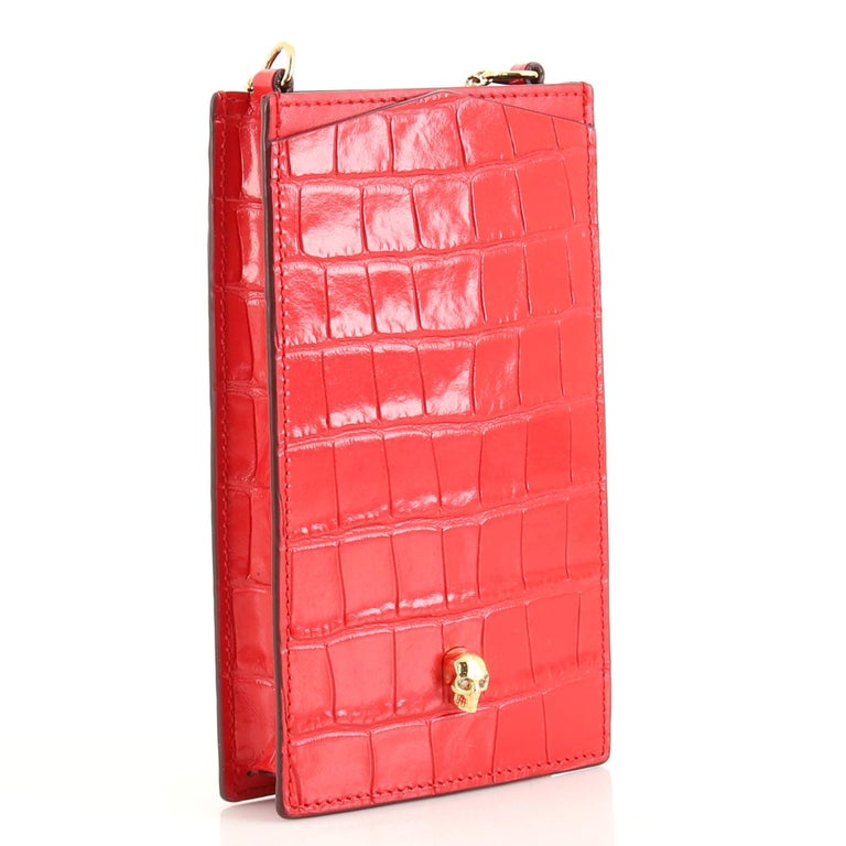 Alexander McQueen Skull Phone Case Chain Crossbody Bag Crocodile ...