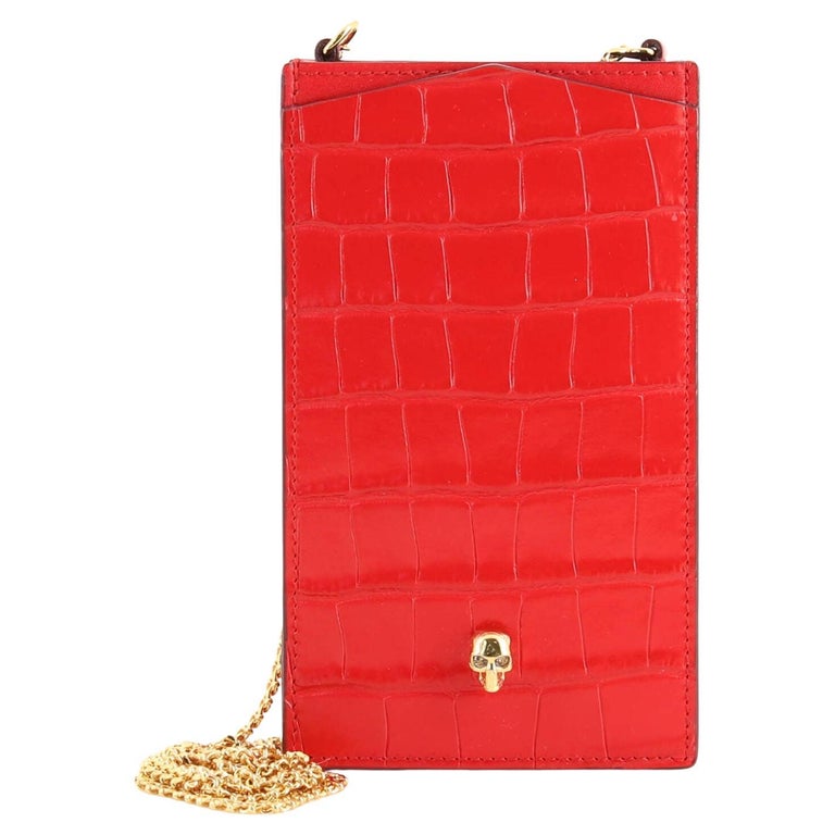 Alexander McQueen Skull Phone Case Chain Crossbody Bag Crocodile ...