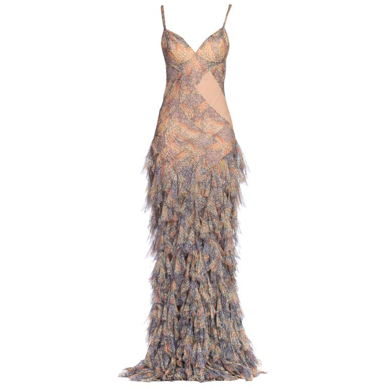 Alexander McQueen Spring 2004 Shredded Bias Silk Chiffon Backless Gown ...