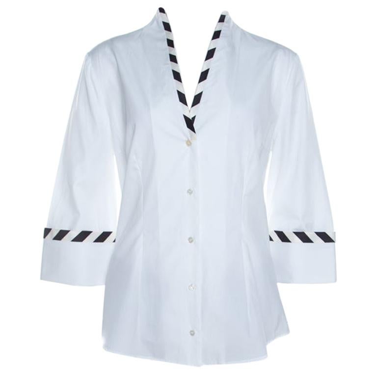 Alexander McQueen White Cotton Striped Piping Detailed Shirt M For Sale ...
