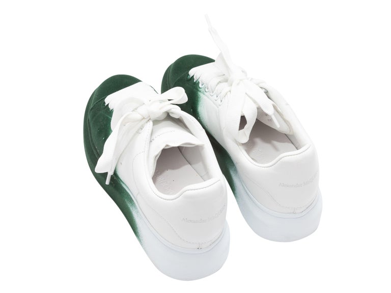 Alexander McQueen White and Dark Green Ombre Flocked Trainers For Sale ...