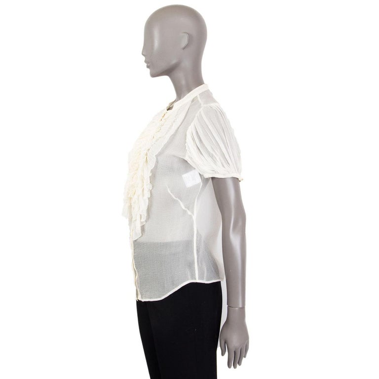Alexander McQueen white silk SHEER RUFFLED Button Up Shirt 44 L at 1stDibs | alexander mcqueen ...