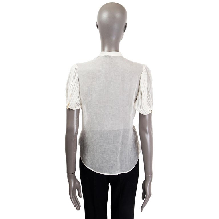 Alexander McQueen white silk SHEER RUFFLED Button Up Shirt 44 L at 1stDibs | alexander mcqueen ...