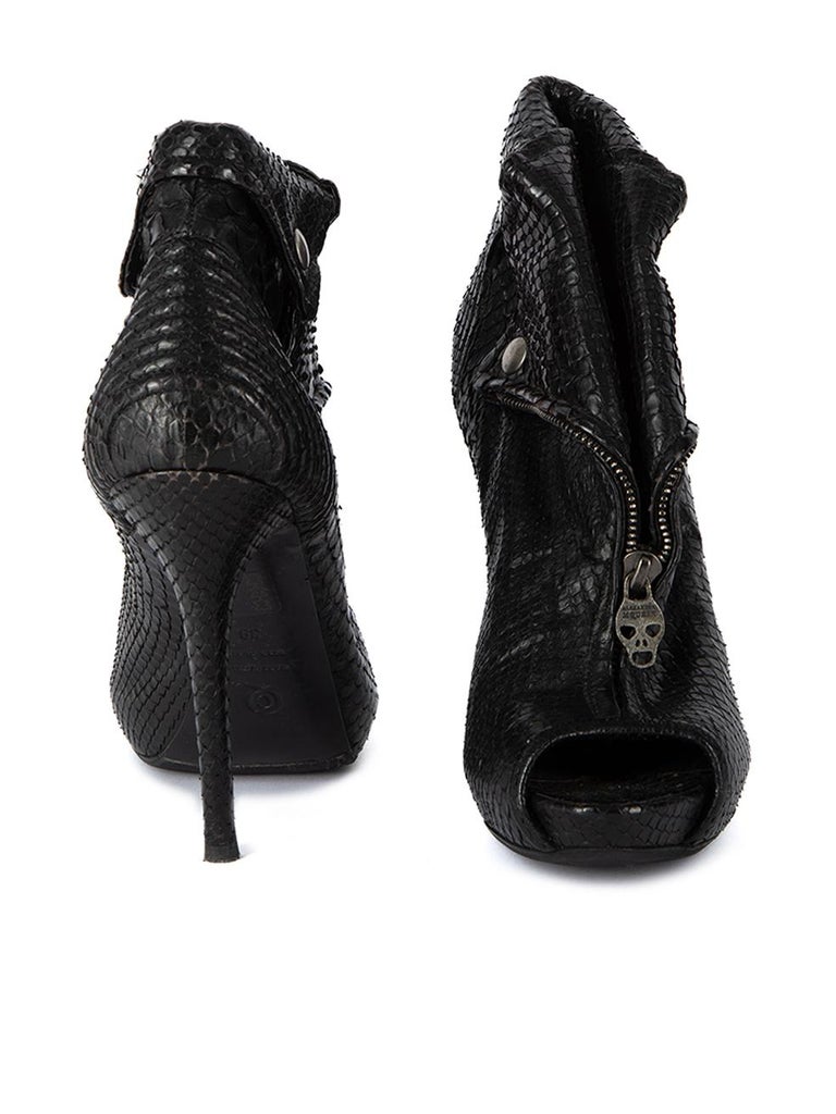 Alexander McQueen Women's Black Python Leather Faithful Ankle Boots For ...