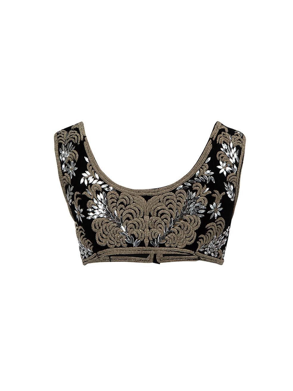 Alexander McQueen Women's Black Velvet Embroidered Cropped Bustier Vest ...