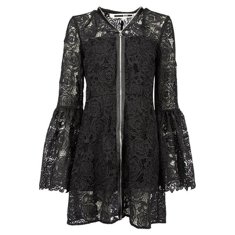Alexander McQueen Women's McQ Black Lace Zip Up Mini Dress For Sale at ...