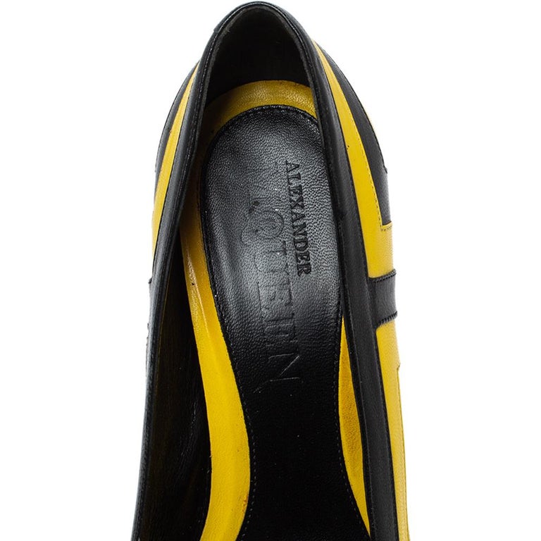 Alexander McQueen Yellow/Black Leather Geometric Bumblebee Pumps Size ...