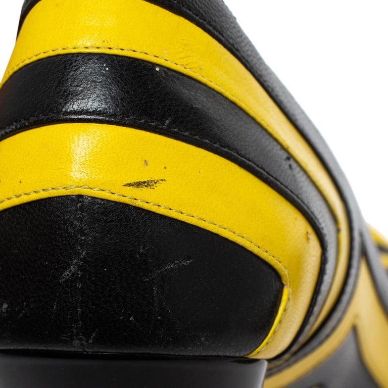 Alexander McQueen Yellow/Black Leather Geometric Bumblebee Pumps Size ...