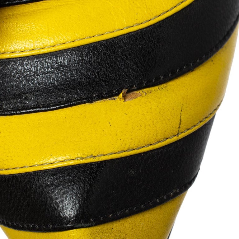 Alexander McQueen Yellow/Black Leather Geometric Bumblebee Pumps Size ...