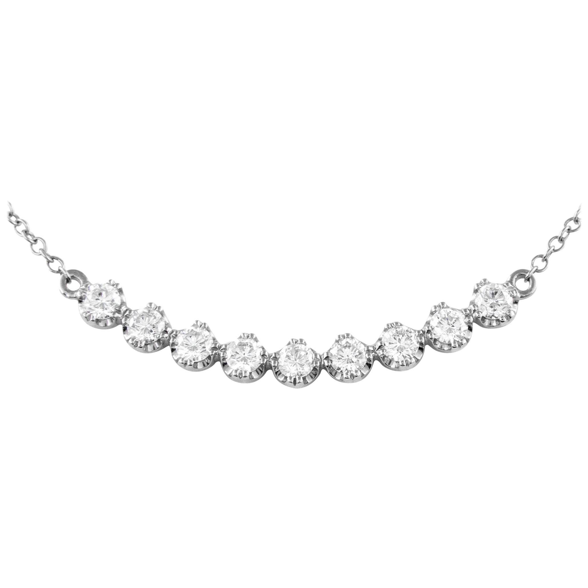 Alexander Modern 0.72ct Curved Diamond Pendant 18k Yellow Gold For Sale ...