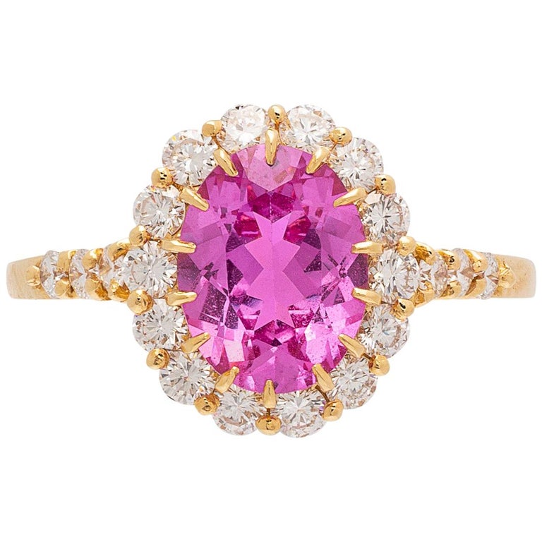 Alexander Reza Natural Unheated Pink Sapphire and Diamond Ring at ...