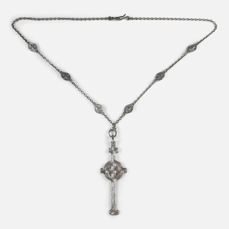 Alexander Ritchie Silver Cross Pendant and Chain, 1925 at 1stDibs